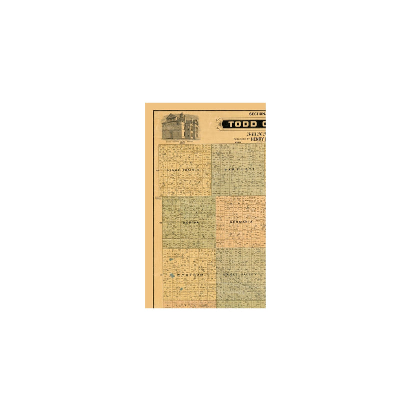 Historic County Map - Todd County Minnesota - Budgett 1890 - 23 x 39.1 ...