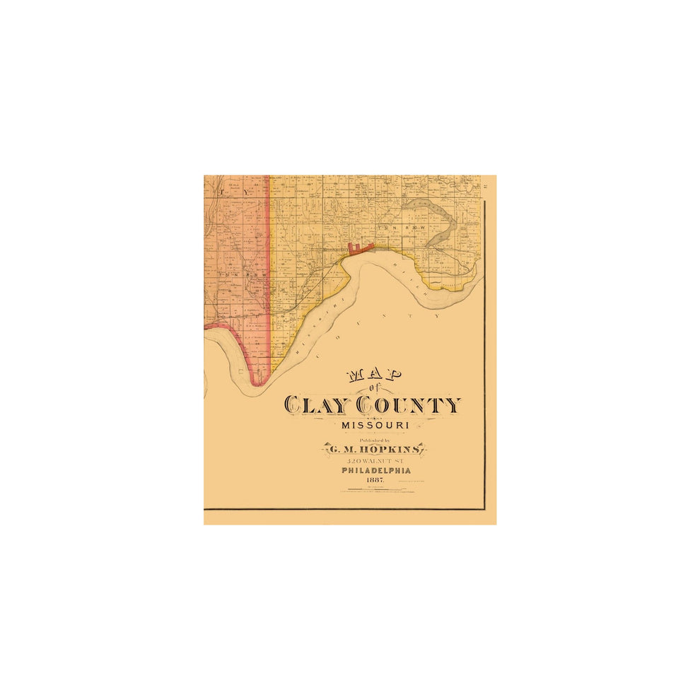 Historic County Map - Clay County Missouri - Hopkins 1887 - 23 x 27.48 ...