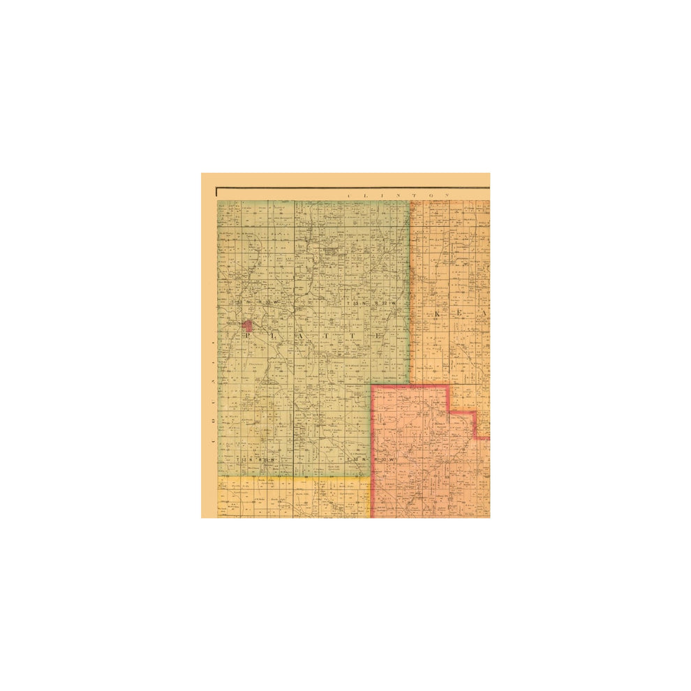 Historic County Map - Clay County Missouri - Hopkins 1887 - 23 x 27.48 ...