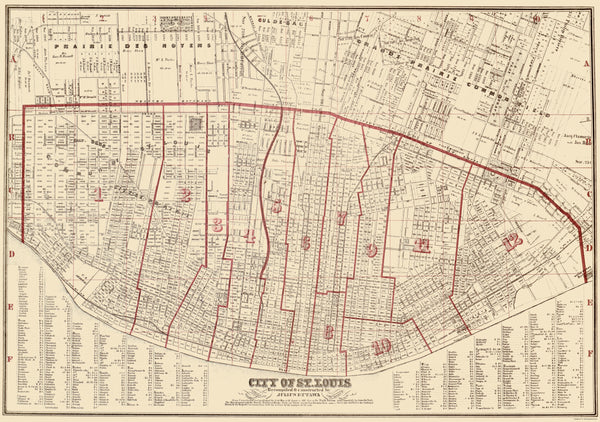 Historic City Map - St Louis Missouri - Hutawa 1870 - Vintage Wall Art ...
