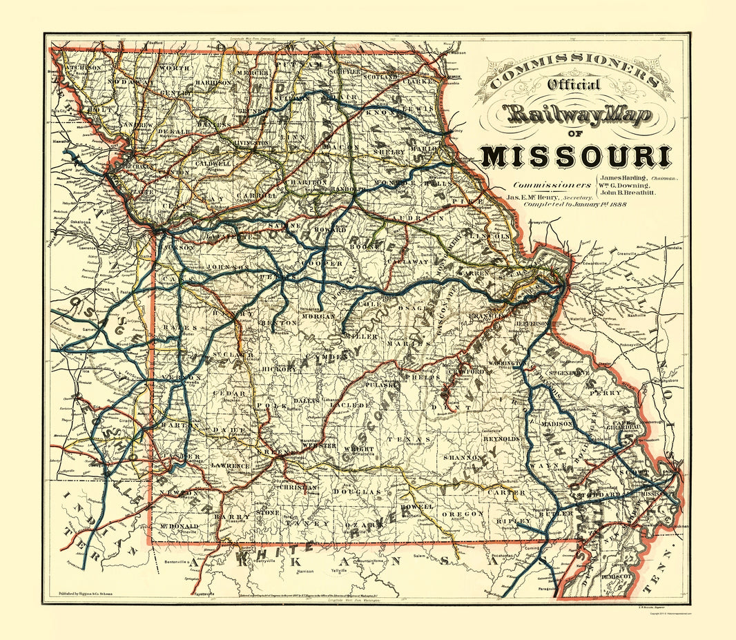 Missouri Antique Railroad Map Prints | Historical Railway Maps – Maps ...