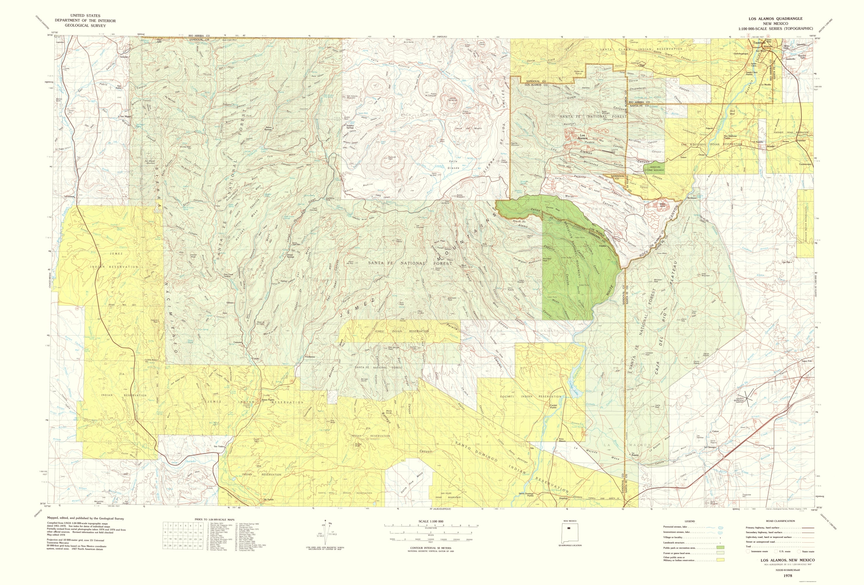 Topographical Map - Los Alamos New Mexico Quad - USGS 1978 - 23 x 33.9 ...