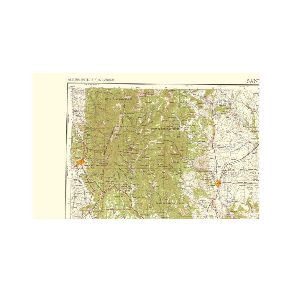 Topographical Map - Santa Fe New Mexico Quad - USGS 1958 - 23 x 35.70 ...