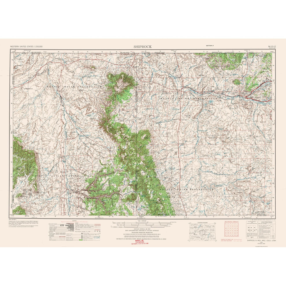 Topographical Map - Shiprock New Mexico Quad - USGS 1954 - Vintage Wal ...