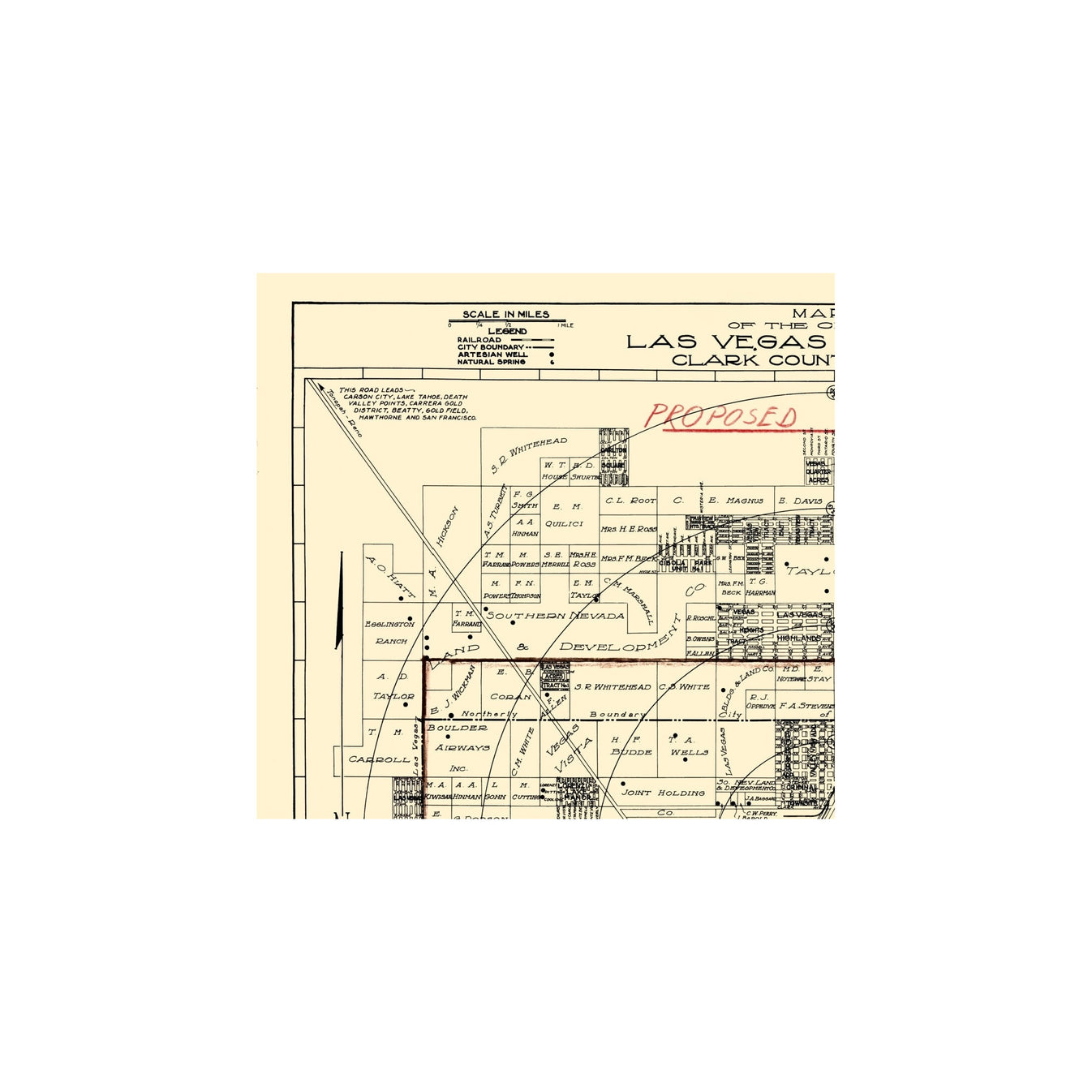 Historic City Map - Las Vegas Nevada - Las Vegas Airport 1929 - 23 x 2 ...