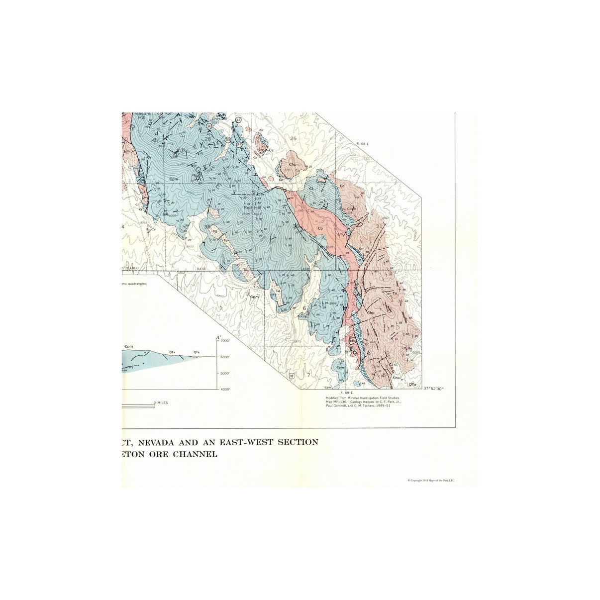 Historic Mine Map - Nevada Pioche District Castleton Ore Channel Mines ...