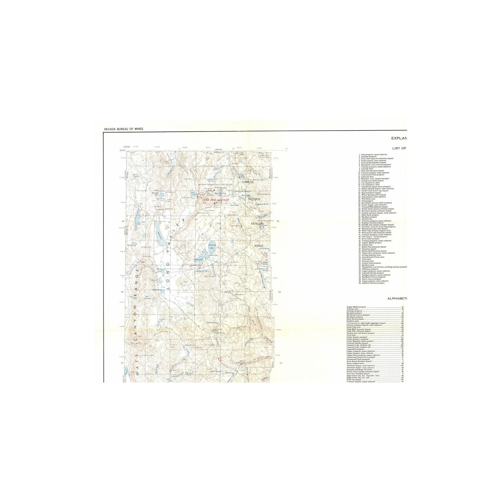 Historic Mine Map - Nevada Washoe Storey Counties Mineral Mines - Bonh ...