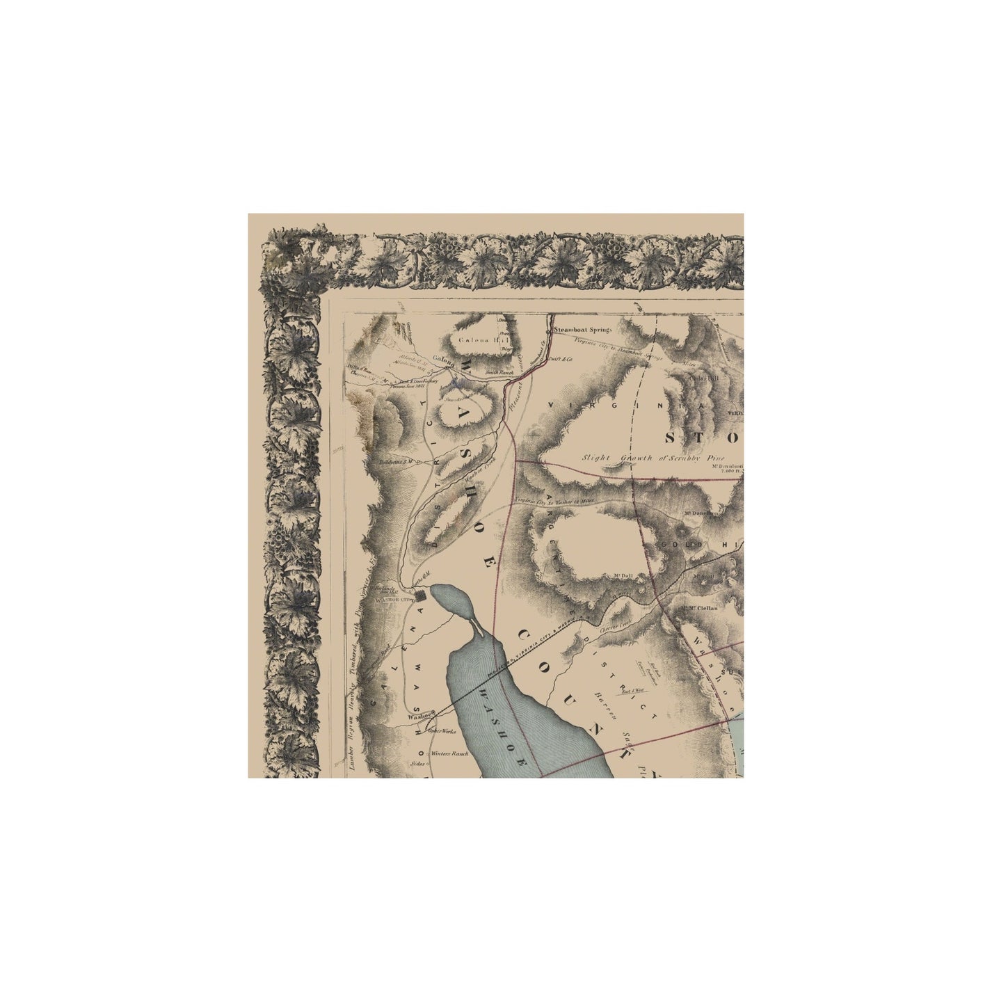 Historic Mine Map - Nevada Washoe Silver Region - Bancroft 1862 - 23 x ...