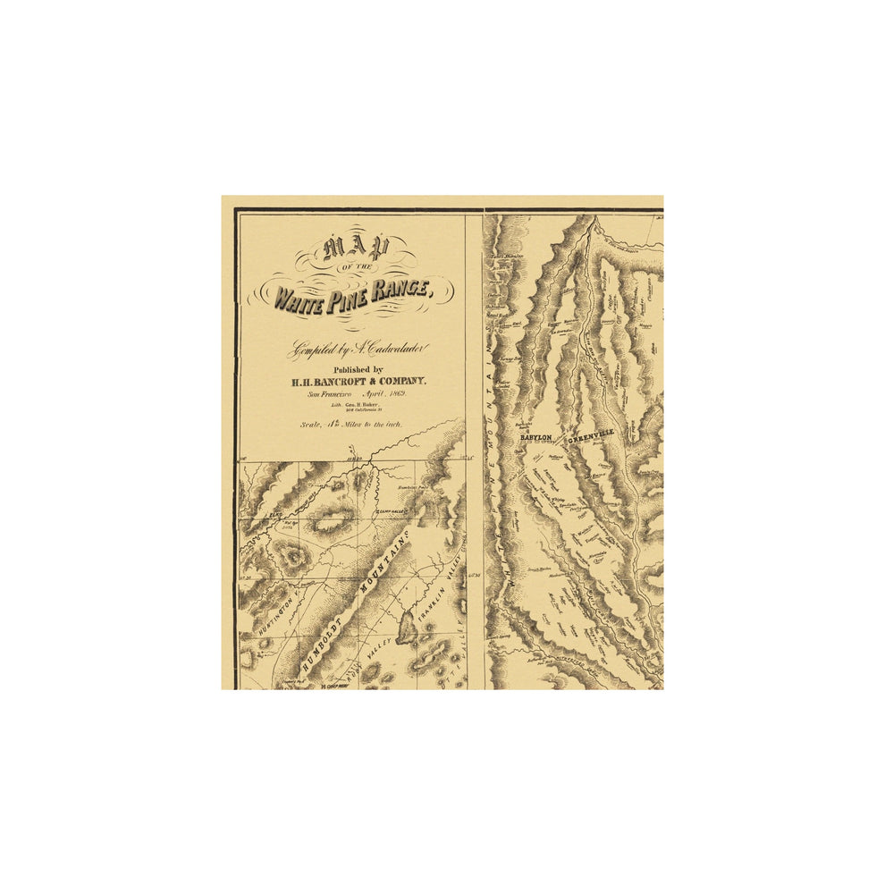Historic Mine Map - Nevada White Pine Range Mining - Bancroft 1869 - 2 ...