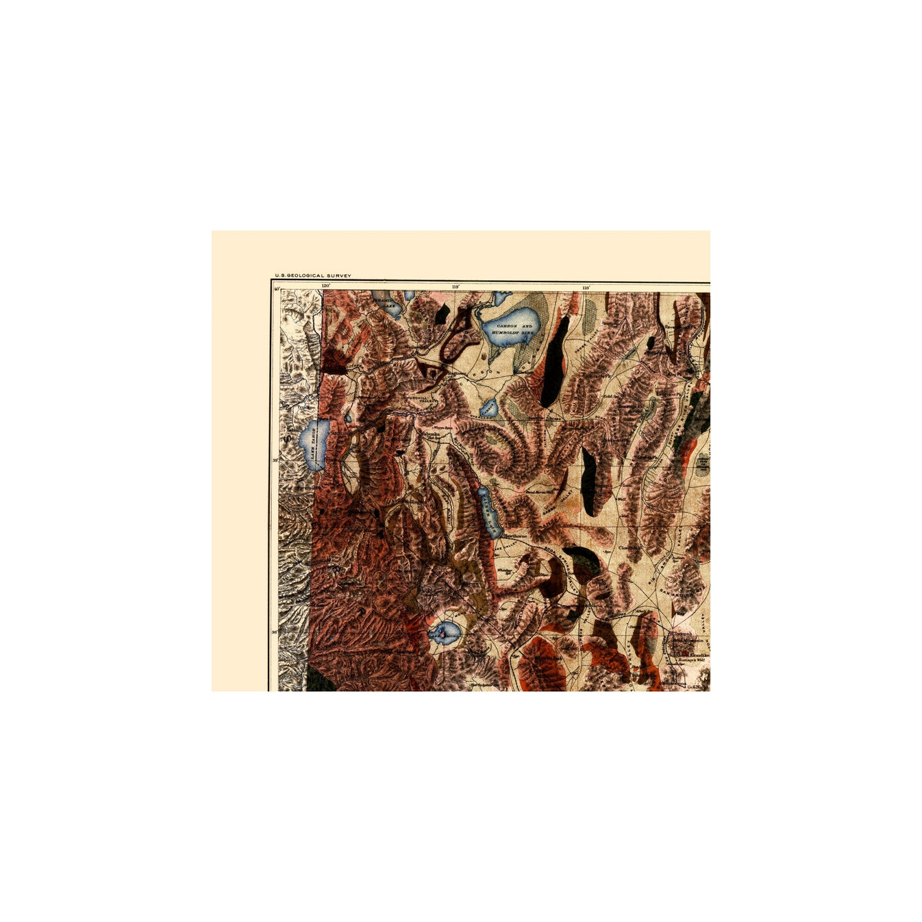 Topographical Map - Nevada S 40th Parallel Nevada - Spurr 1903 - 23 x ...