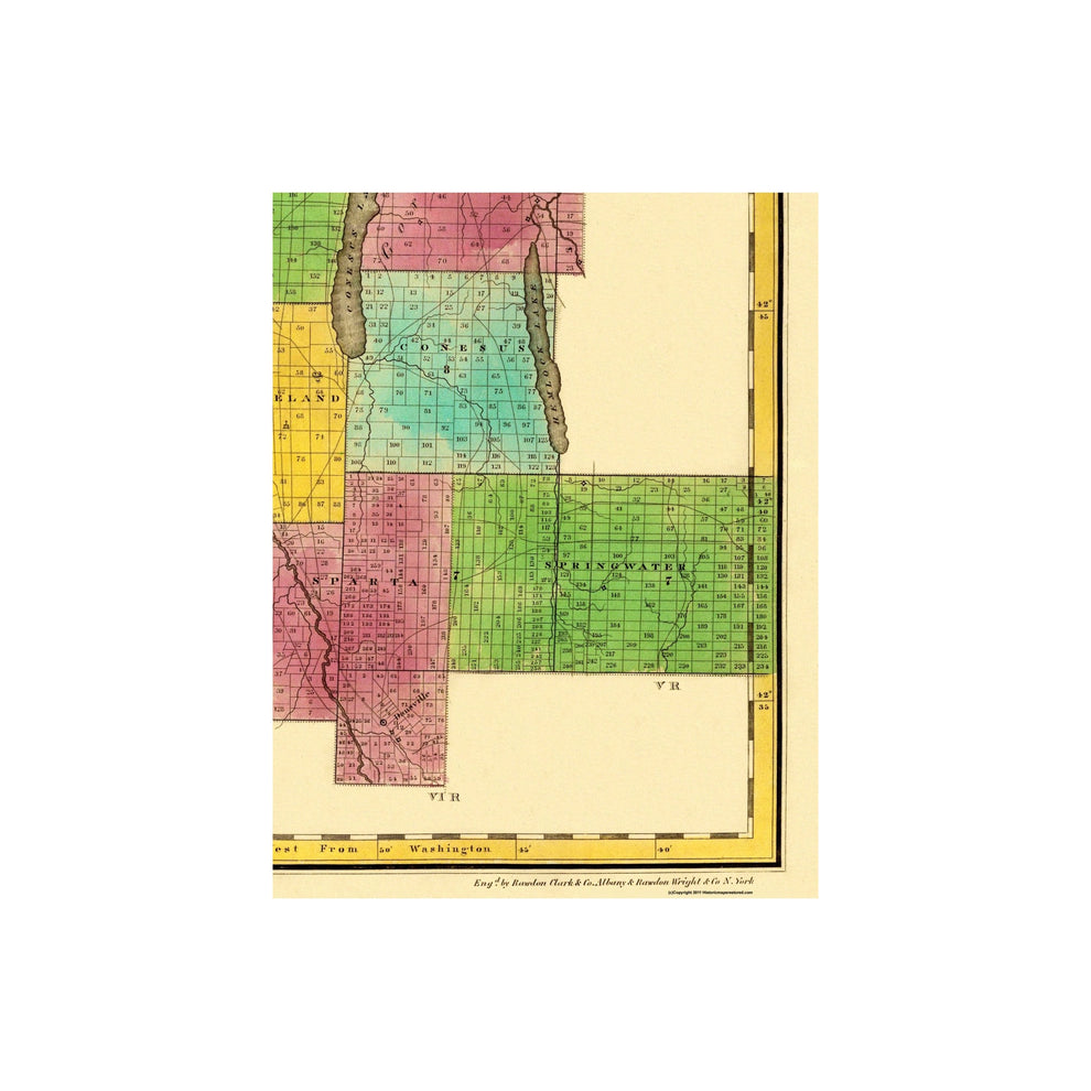 Historic County Map - Livingston County New York - Burr 1829 - 23 x 29 ...