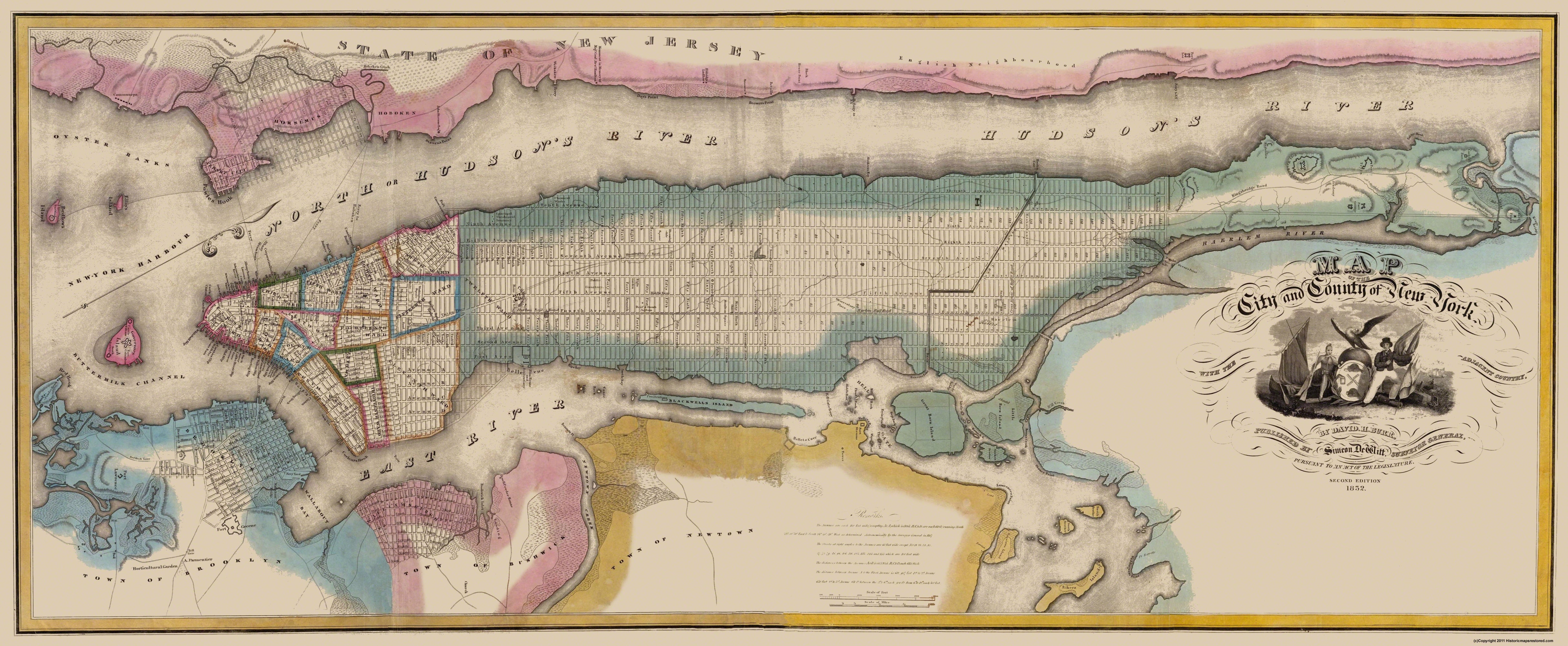 Historic County Map - New York County New York - Burr 1832 - 55.88 x 2 ...