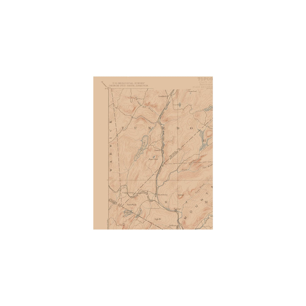 Topographical Map - Ramapo New York Sheet - USGS 1893 - 23 x 29.43 - V ...