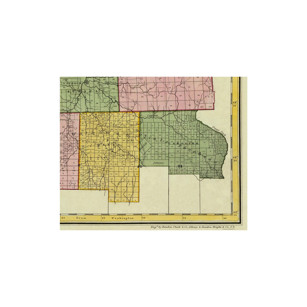 Historic County Map - Tompkins County New York - Burr 1829 - Vintage W ...