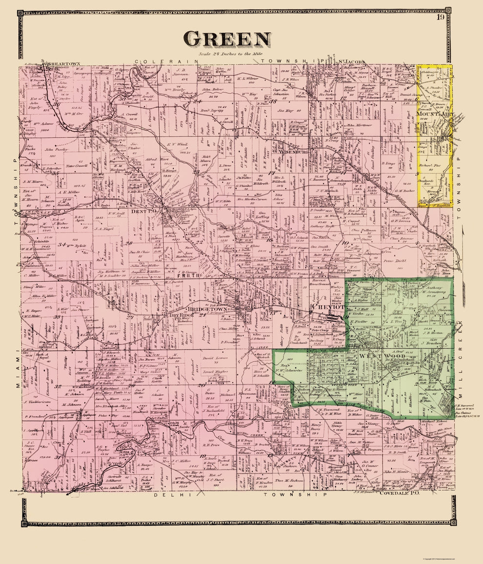 Historic City Map - Green Ohio - Titus 1869 - Vintage Wall Art – Maps ...