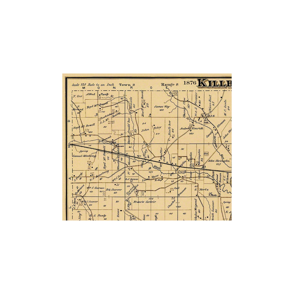 Historic City Map - Killbuck Ohio - Cring 1876 - 26.5 x 23 - Vintage W ...