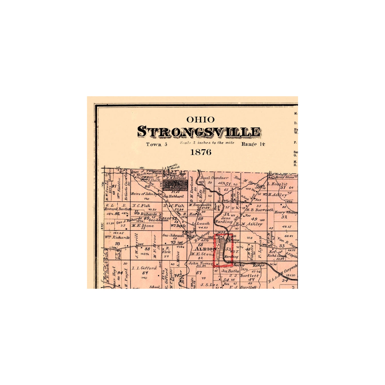 Historic City Map - Strongsville Ohio - Titus 1876 - Vintage Wall Art ...