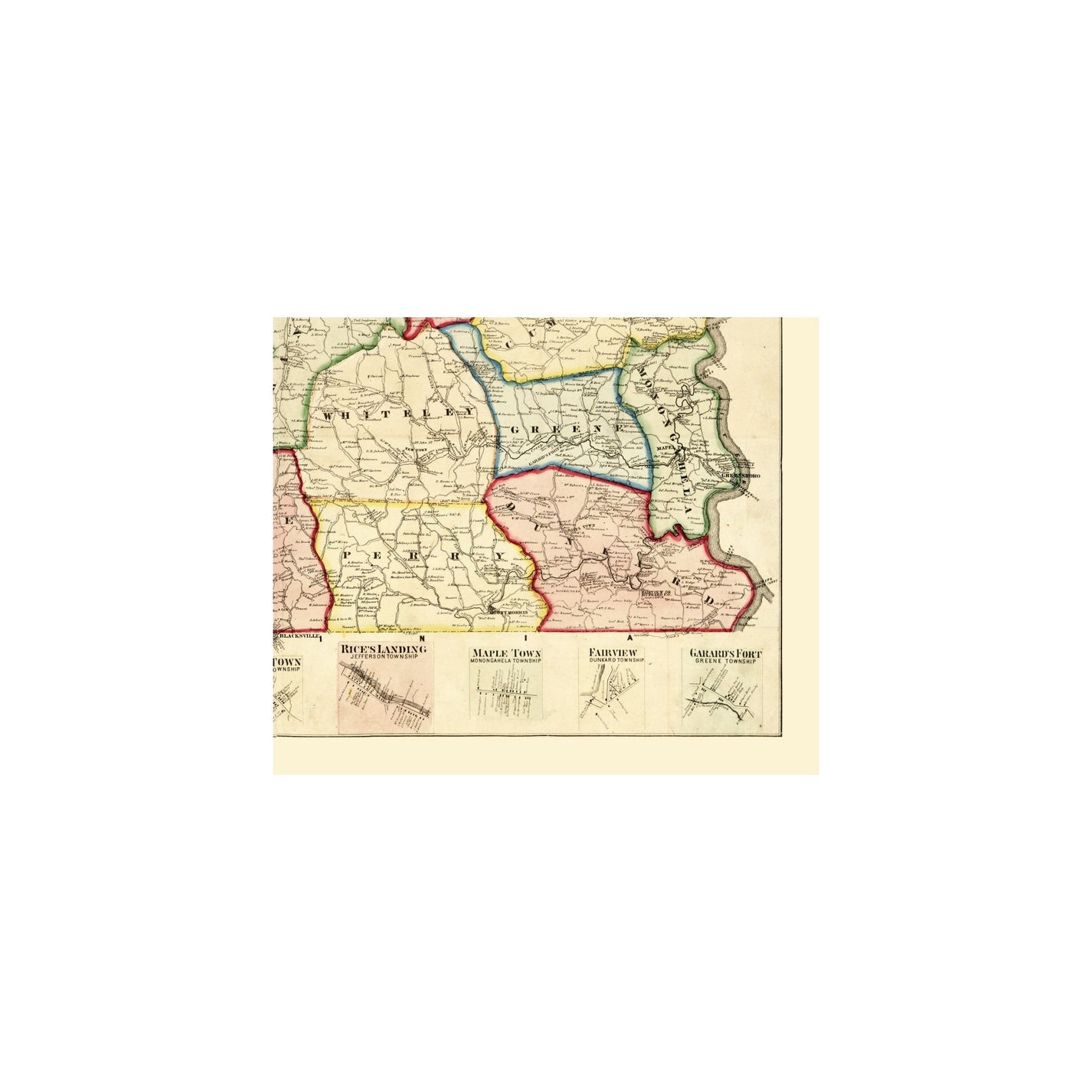 Historic County Map - Greene County Pennsylvania - McConnell 1865 - 27 ...