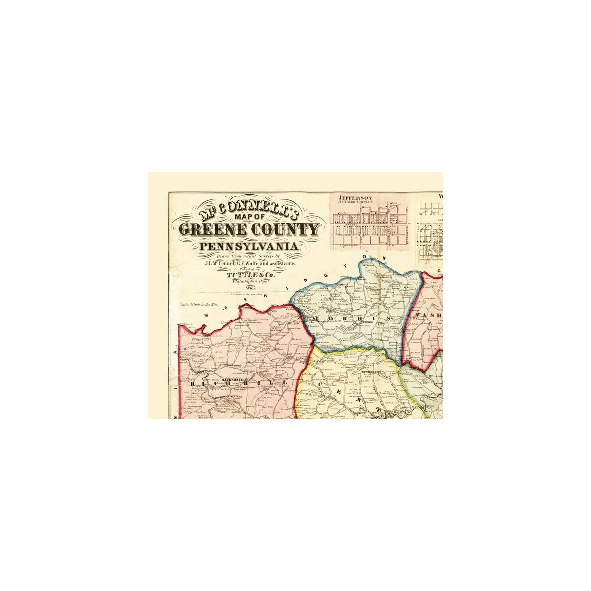 Historic County Map - Greene County Pennsylvania - McConnell 1865 - 27 ...
