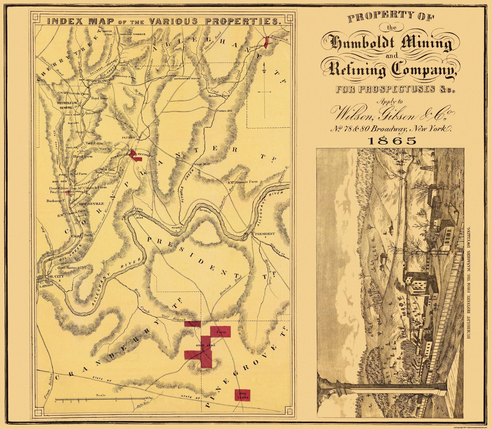 Historic Mine Map - Humboldt Mining Pennsylvania - Gibson 1865 - Vinta ...