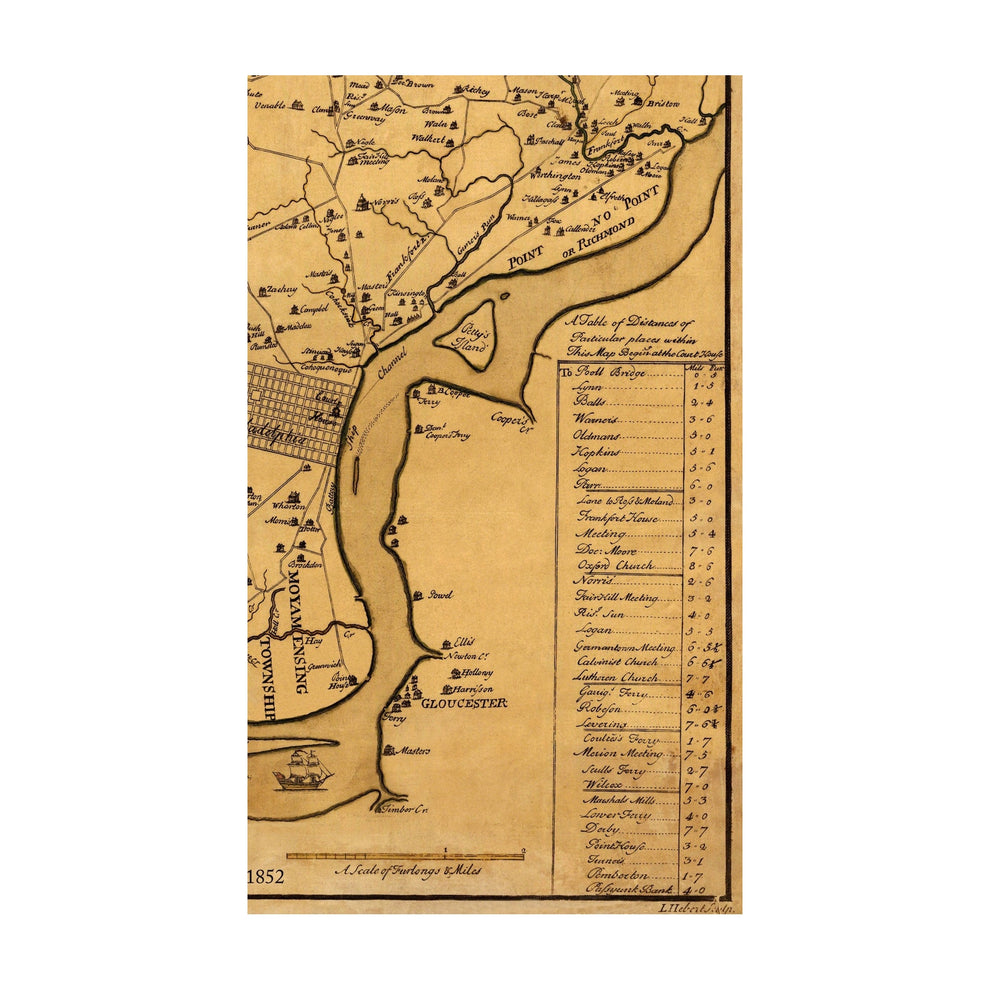 Historic City Map - Philadelphia Pennsylvania - Scull 1852 - 23 x 39 ...