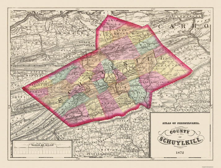Historic County Map - Schuylkill County Pennsylvania - Walling 1872 ...