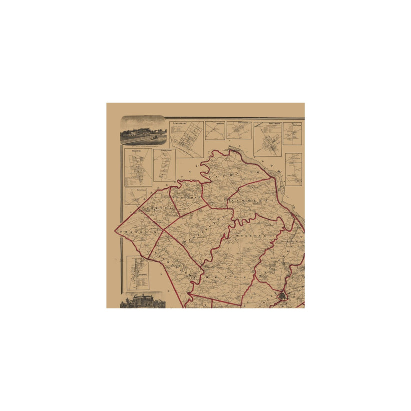 Historic County Map - York County Pennsylvania - Shearer 1860 - 23 x 2 ...