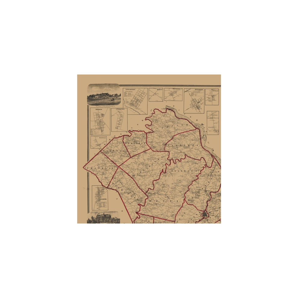 Historic County Map - York County Pennsylvania - Shearer 1860 - 23 x 2 ...