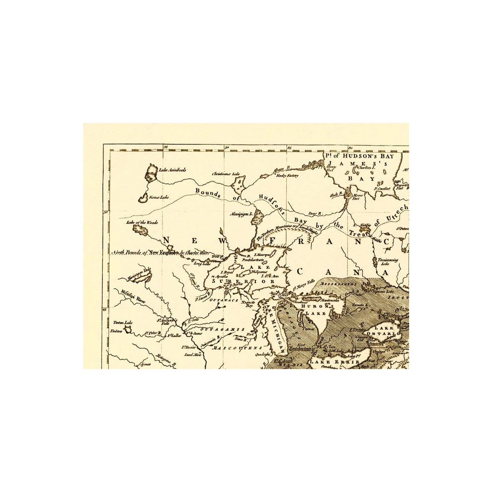 Historic Revolutionary War Map - British French Settlements 1750 - 23 ...