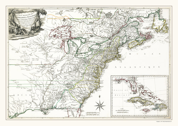 Revolutionary War Map - North America English Possessions - 1763 - Vin ...