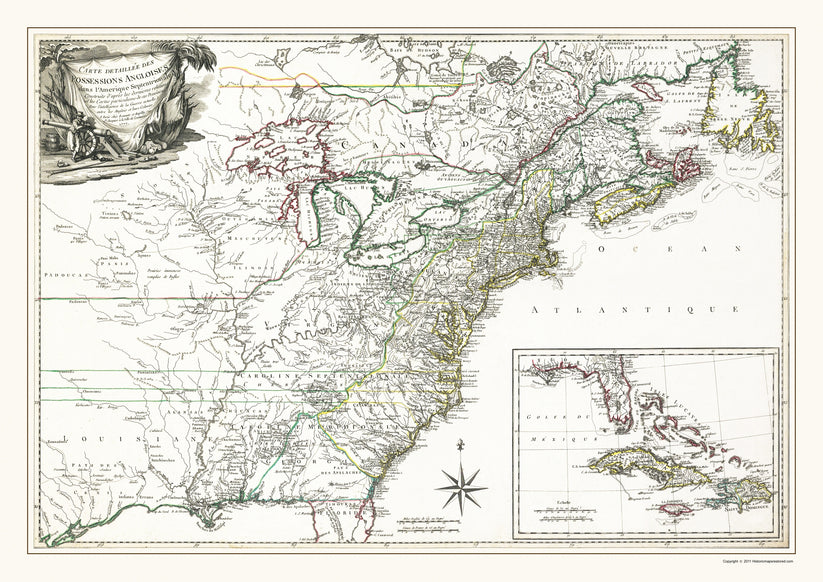 Revolutionary War Map - North America English Possessions - 1763 - Vin ...