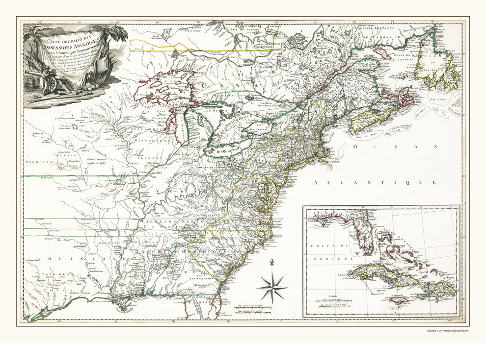Revolutionary War Map - North America English Possessions - 1763 - Vin ...