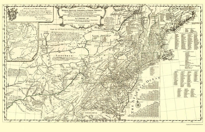 Revolutionary War Map - North America British Colonies - Pownall 1776 ...