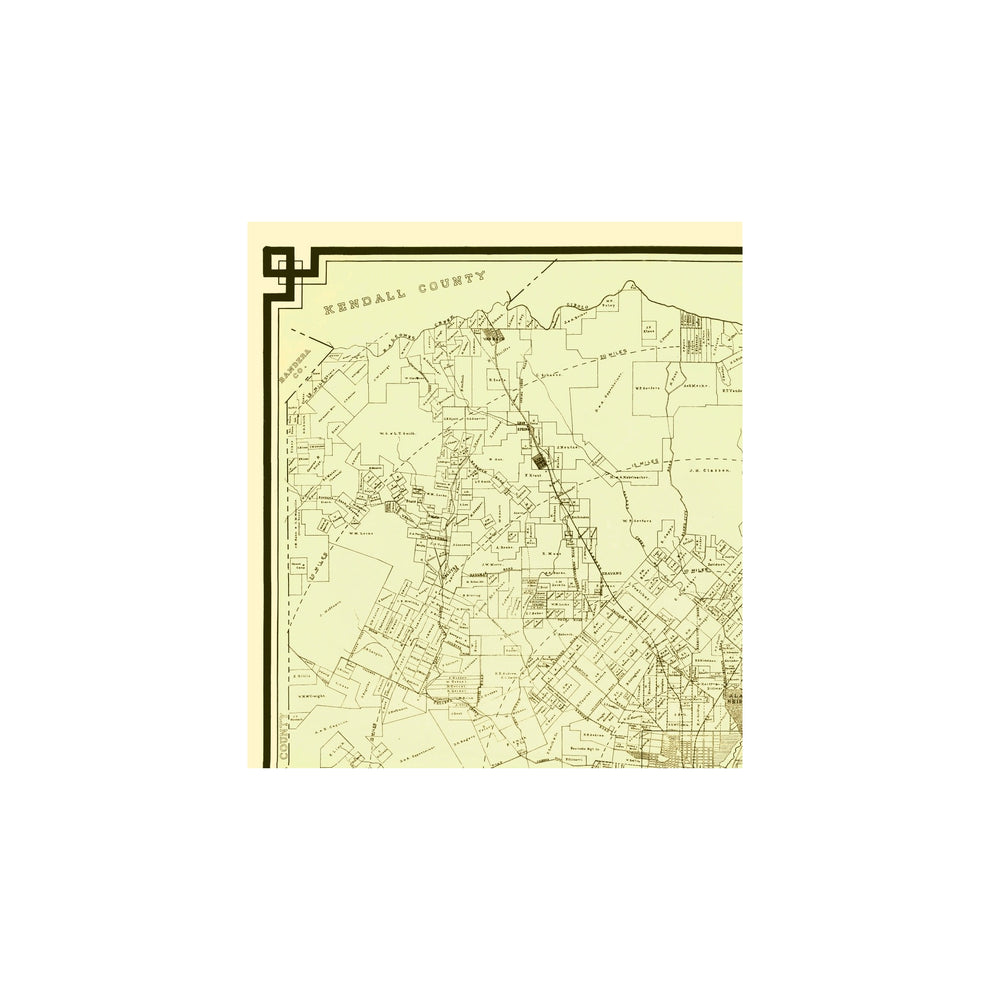 Historic County Map - Bexar County Texas - Rullmann 1897 - 23 x 25.41 ...