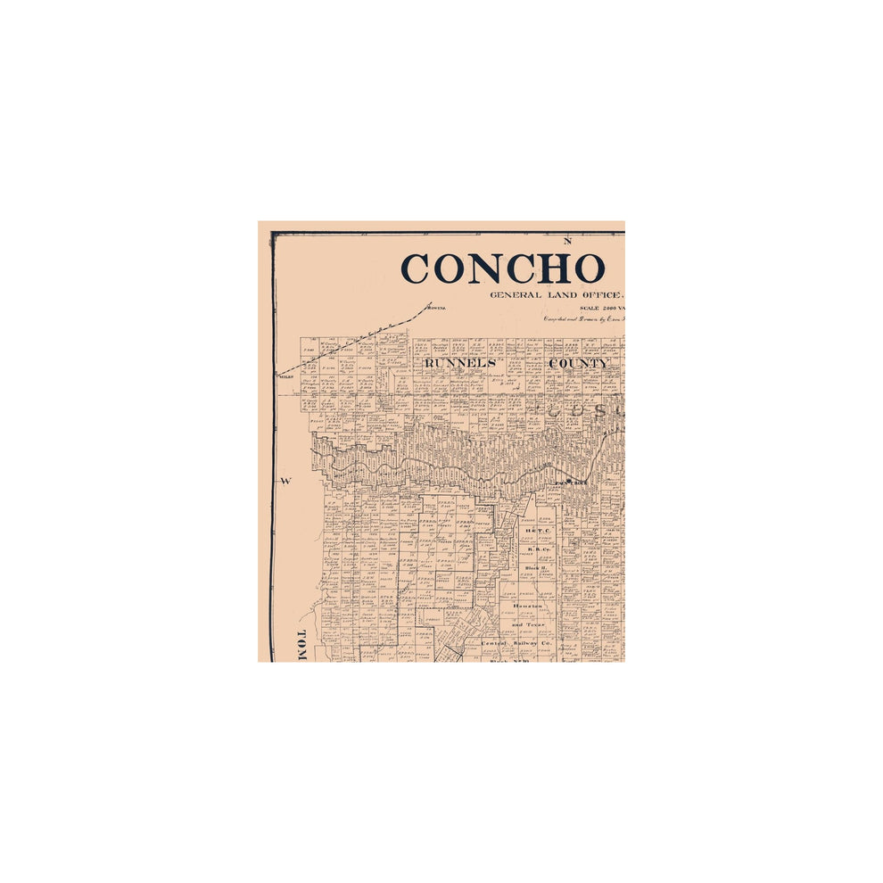 Historic County Map - Concho County Texas - Rosenberg 1897 - 23 x 27.6 ...