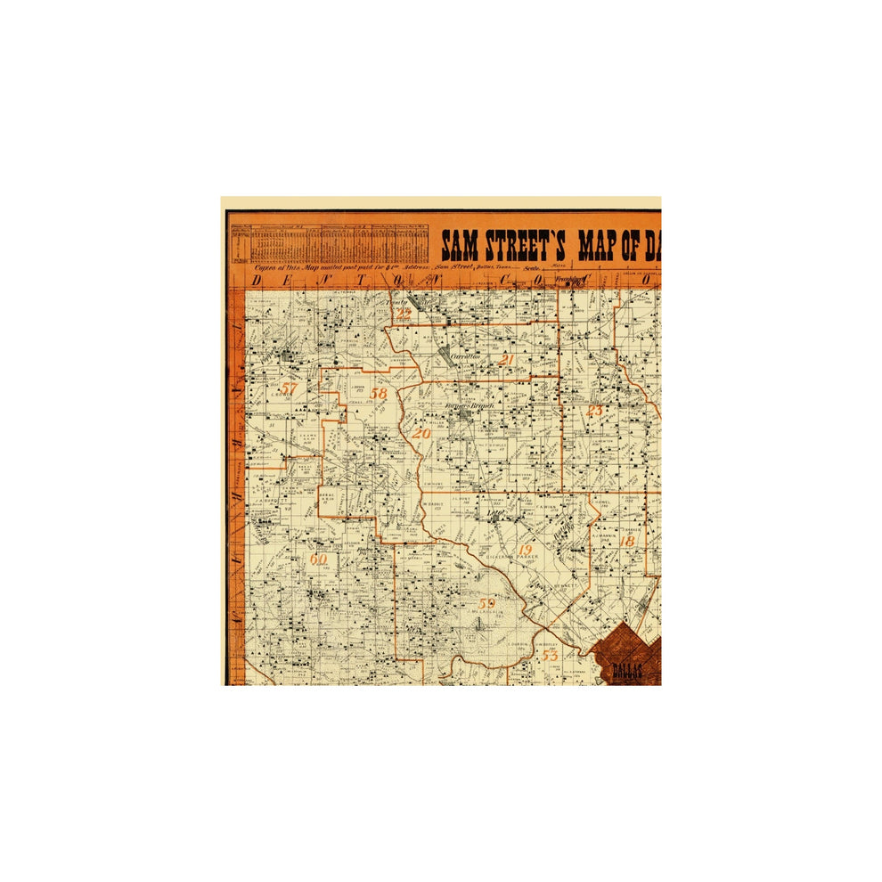 Historic County Map - Dallas County Texas - Street 1902 - 23 x 25.52 ...