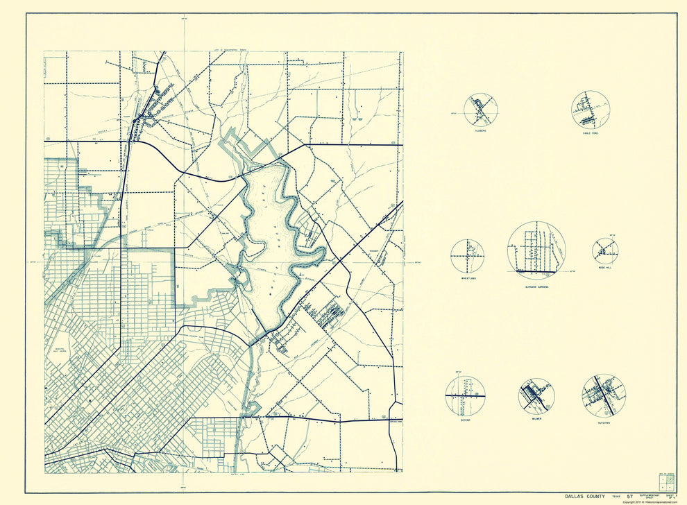 Historic County Map - Dallas County Texas Cities pt 3 - Highway Depart ...