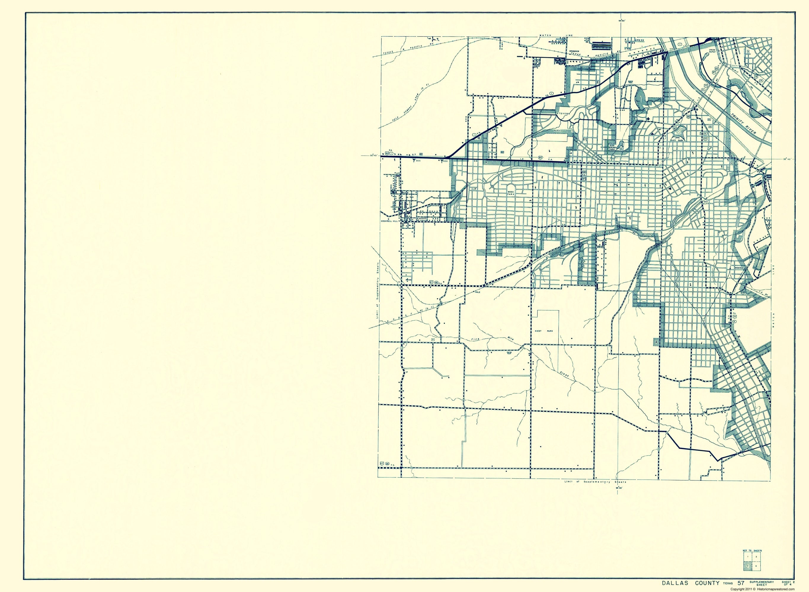Historic County Map - Dallas County Texas Cities pt 2 - Highway Depart ...