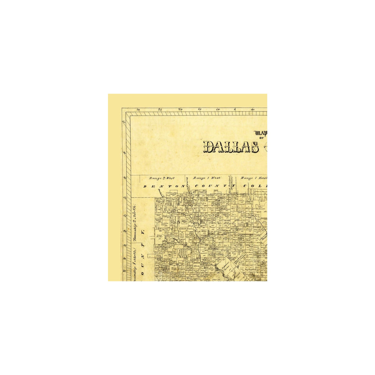 Historic County Map - Dallas County Texas - General Land Office - 23 x ...
