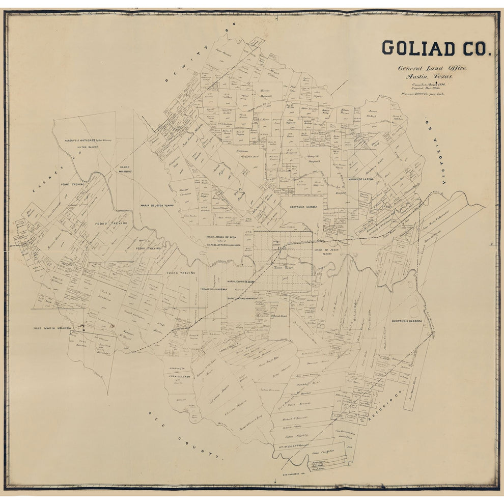 Historic County Map - Goliad County Texas - General Land Office 1896 ...
