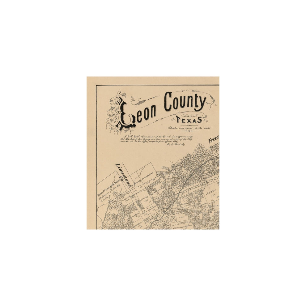 Historic County Map - Leon County Texas - Walsh 1879 - 23 x 26.50 - Vi ...