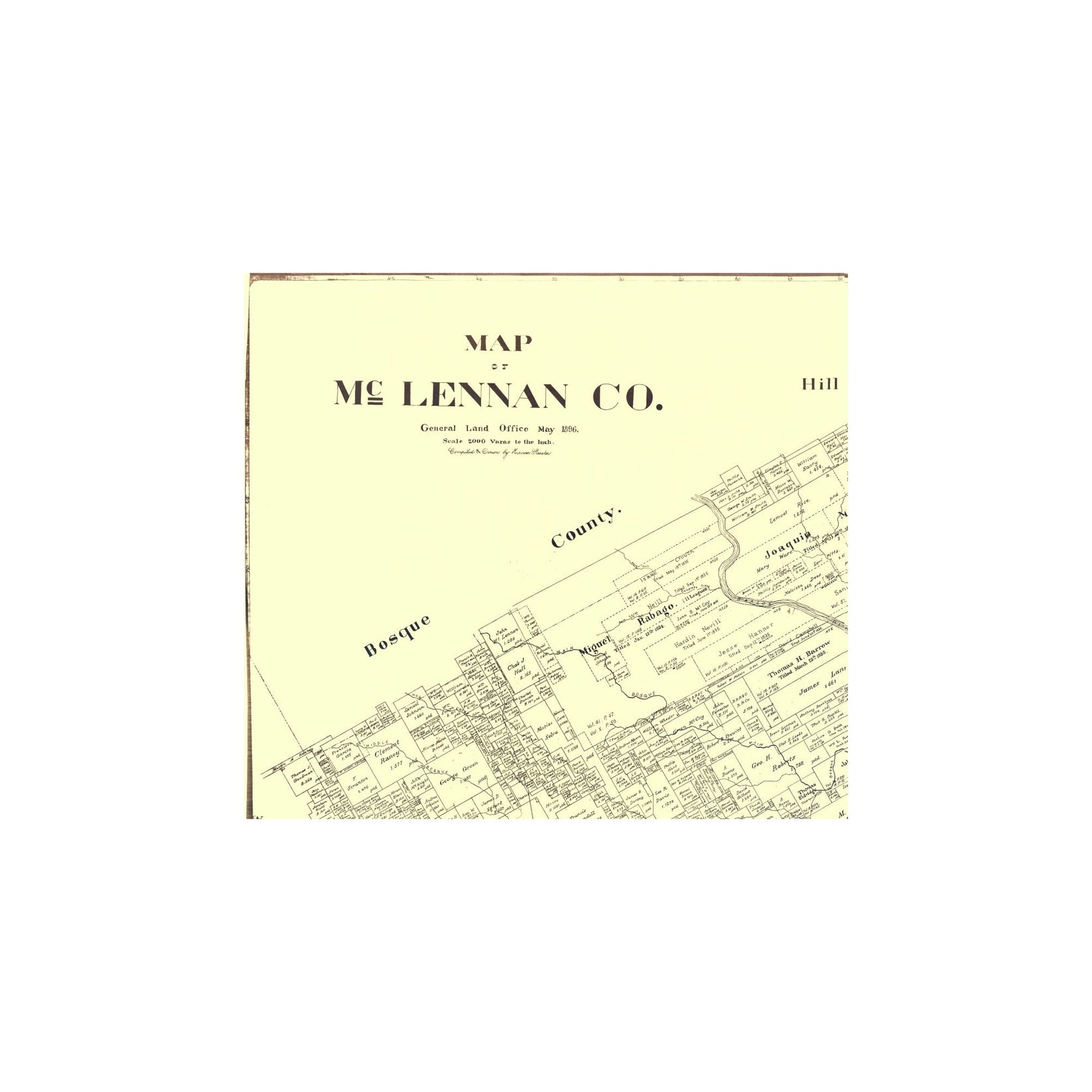 Historic County Map - Mclennan County Texas - General Land Office 1896 ...
