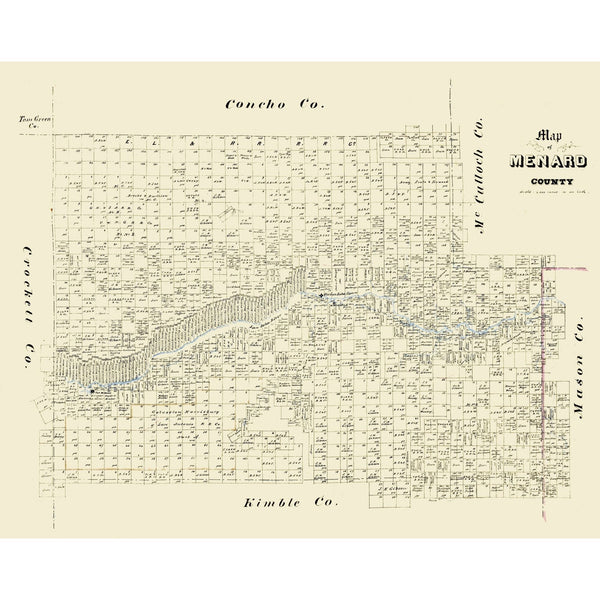 Historic County Map - Menard County Texas - General Land Office 1871 ...