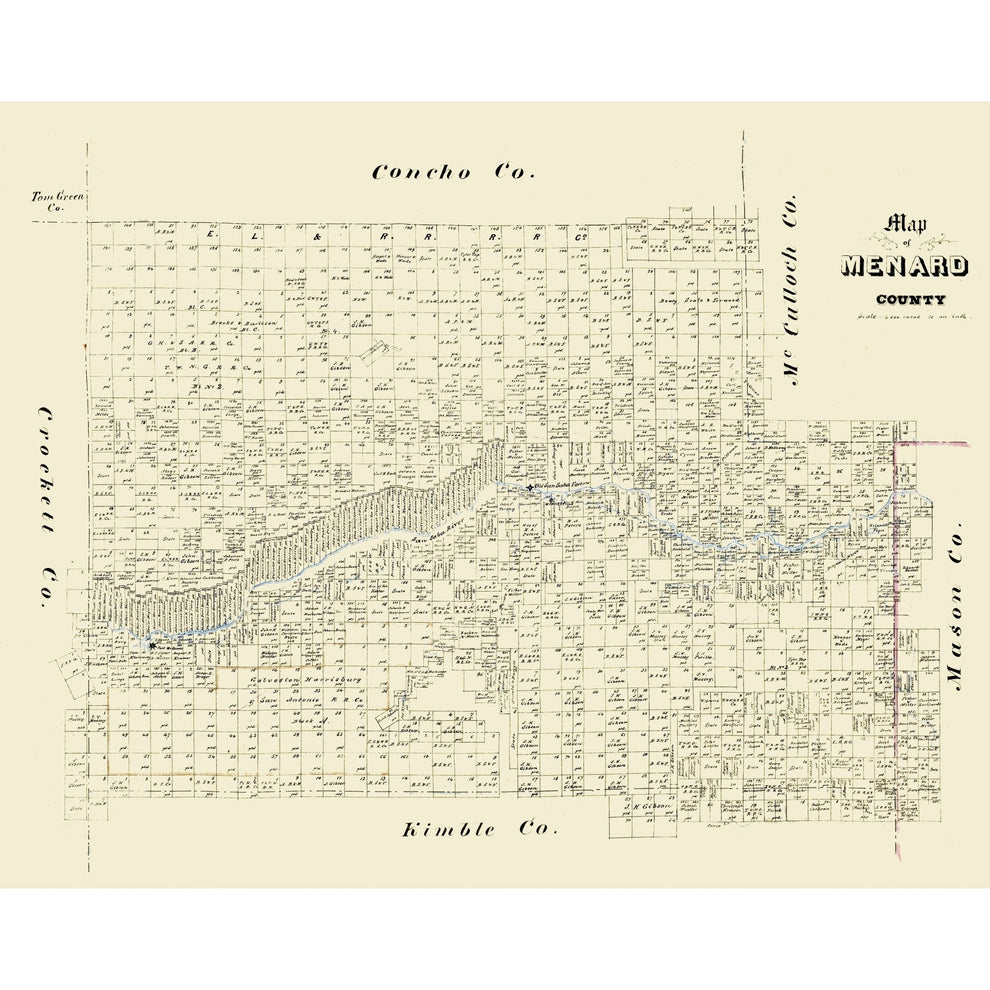 Historic County Map - Menard County Texas - General Land Office 1871 ...