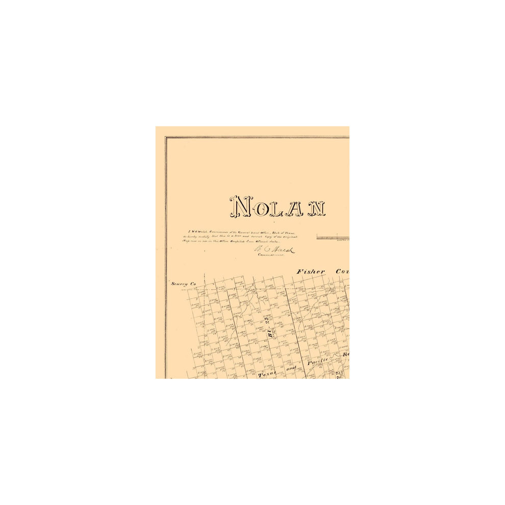 Historic County Map - Nolan County Texas - Walsh 1880 - 23 x 29.92 - V ...
