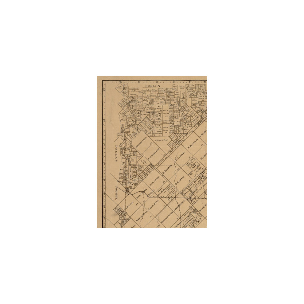 Historic County Map - Kaufman Rockwall Counties Texas - Murphy 1878 ...