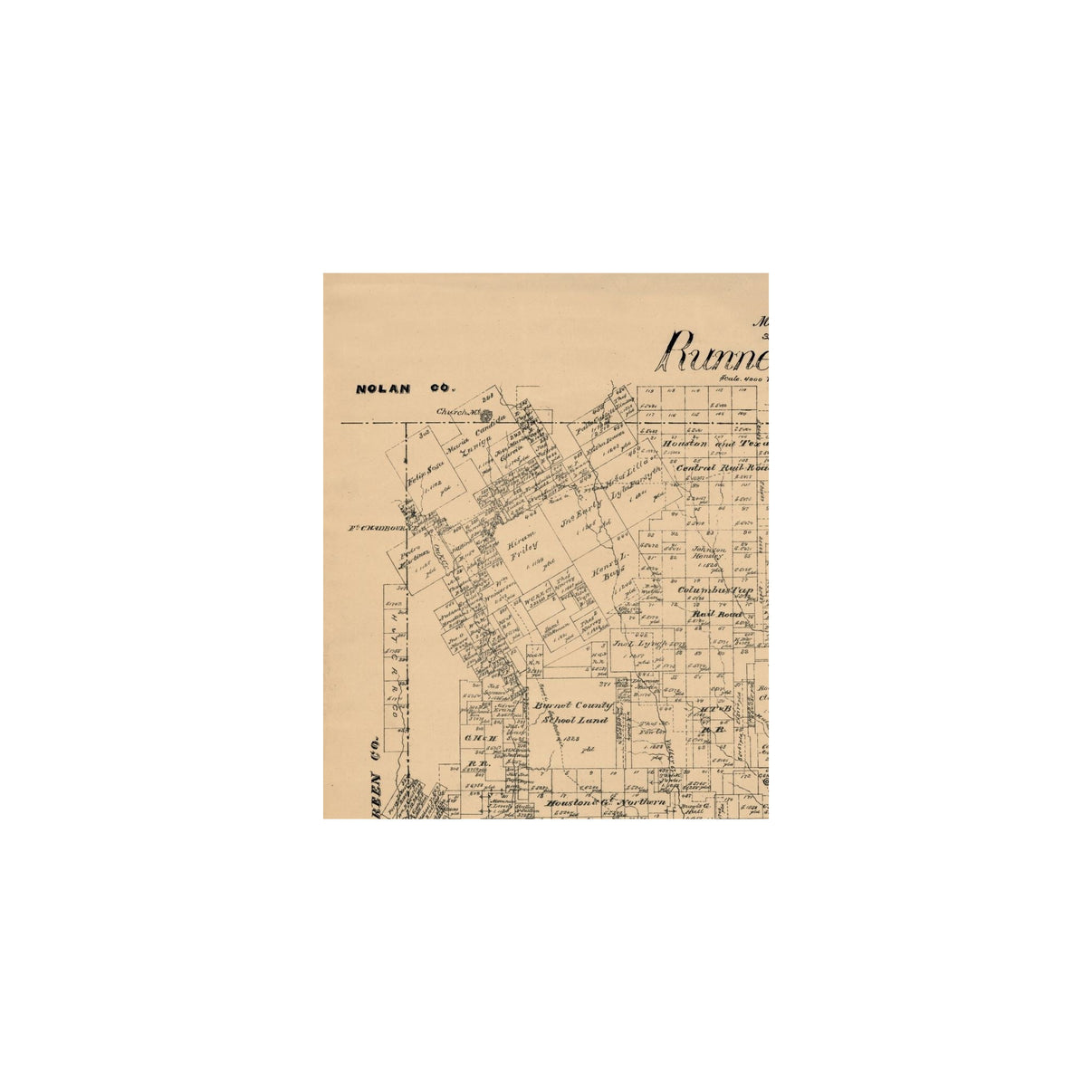 Historic County Map - Runnels County Texas - Walsh 1879 - 23 x 28.17 ...