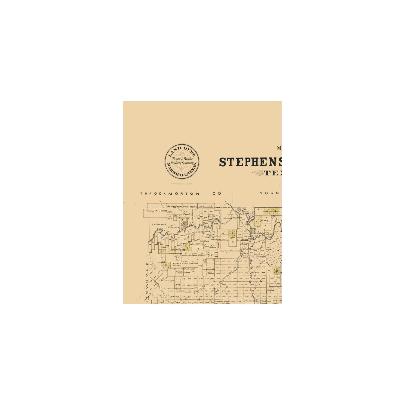 Historic County Map - Stephens County Texas - Strickland 1870 - 23 x 2 ...