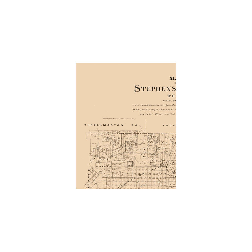 Historic County Map - Stephens County Texas - Walsh 1879 - 23 x 29.02 ...