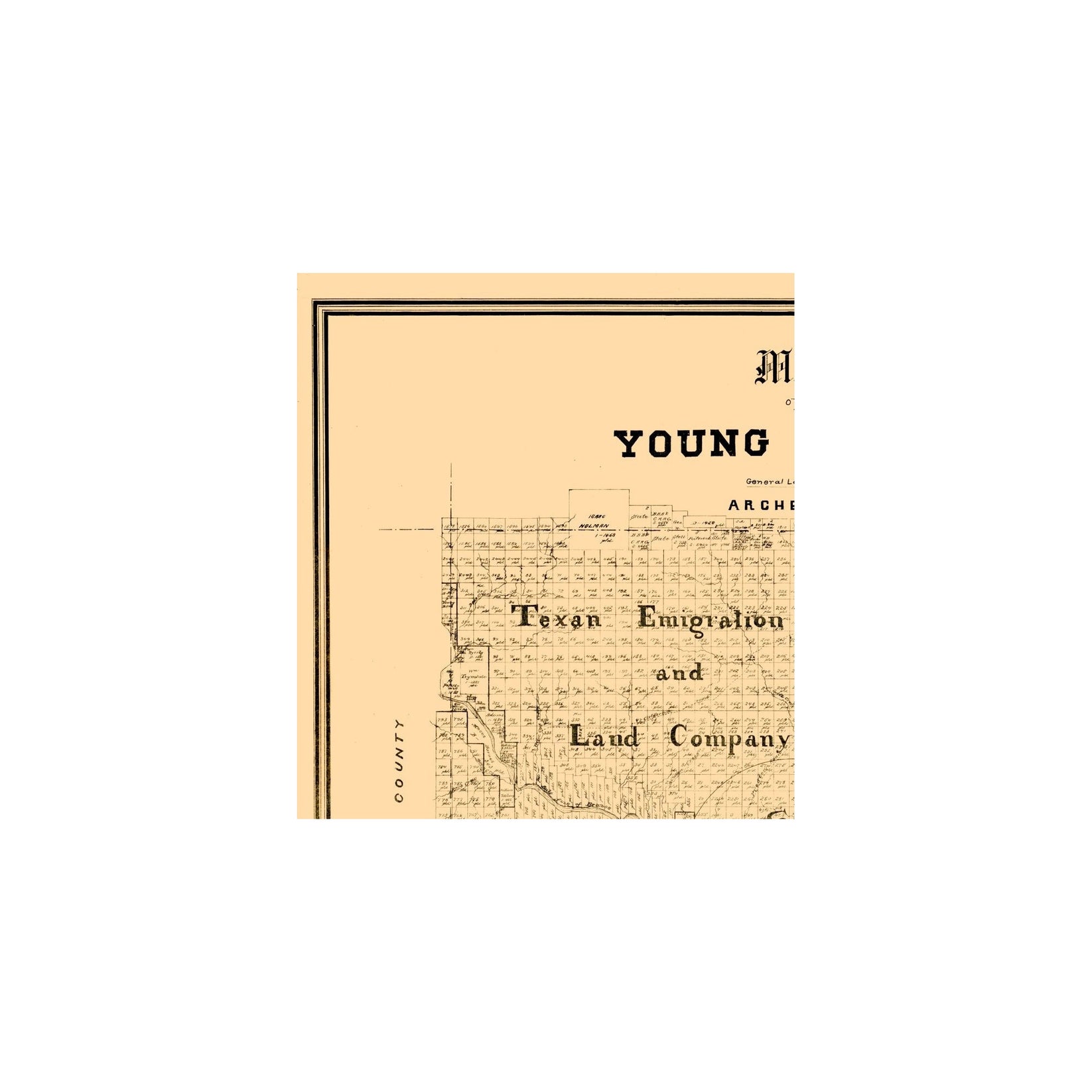 Historic County Map - Young County Texas - Walsh 1889 - 23 x 25.24 - V ...
